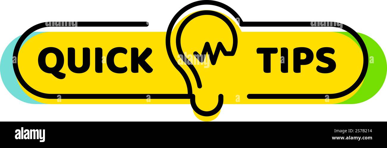 Quick tips button with listening ear receiving important information ...