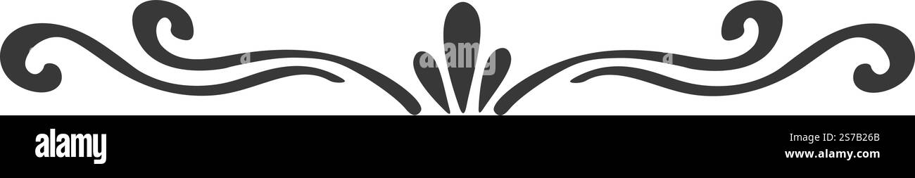 Horizontal divider featuring elegant swirls on both sides and a central ...