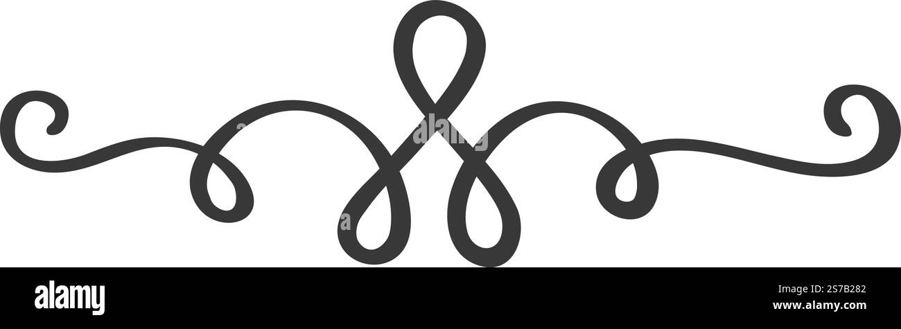 Hand drawn flourish swirl creating a decorative dividing line ...