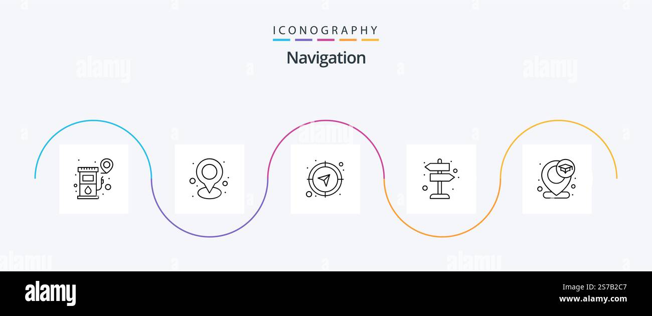 Navigation Line 5 Icon Pack Including location. board. location. sign ...