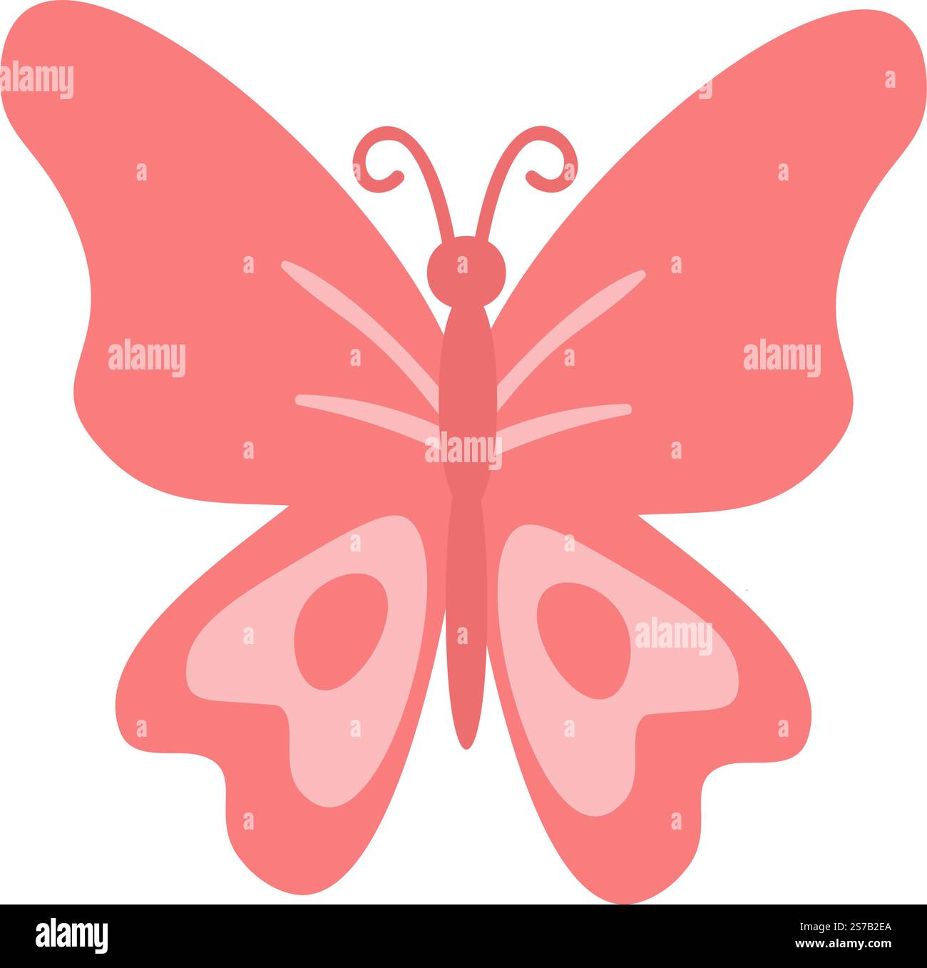Simple vector illustration of a pink butterfly spreading its wings ...