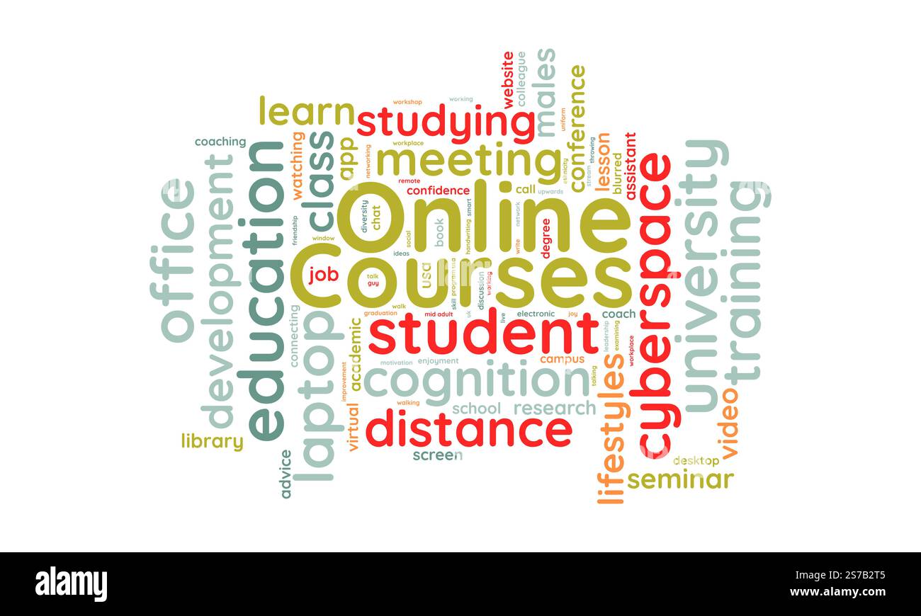 Online Courses word cloud template. Online Courses concept vector ...