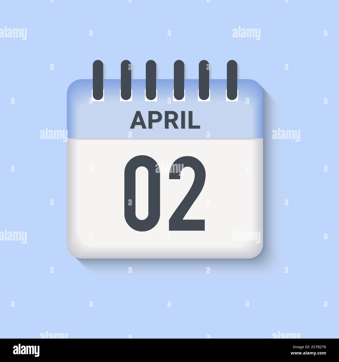 April 2 - calendar and Time planner. Daily Calendar Icon reminder ...