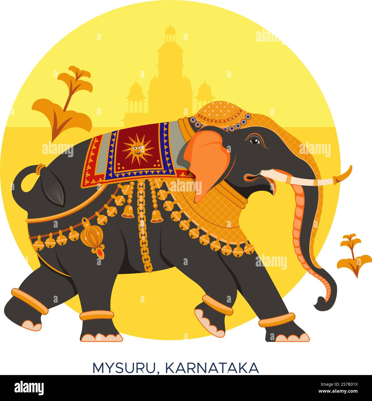 Mysore Traditional Elephant Illustration - as EPS 10 File Stock Vector ...