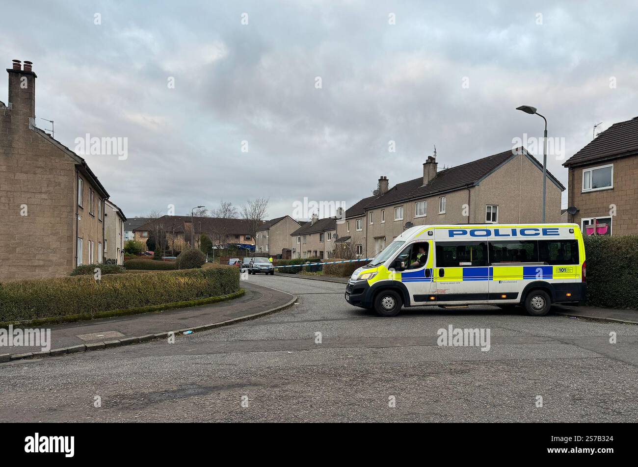The police cordon on Lochbroom Drive, Paisley following an incident in ...