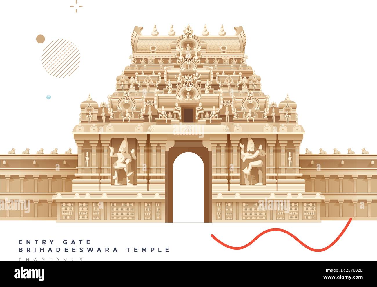 Entry Gate of Brihadeeswara Temple, Thanjavur - Stock Illustration as EPS 10 File Stock Vector ...
