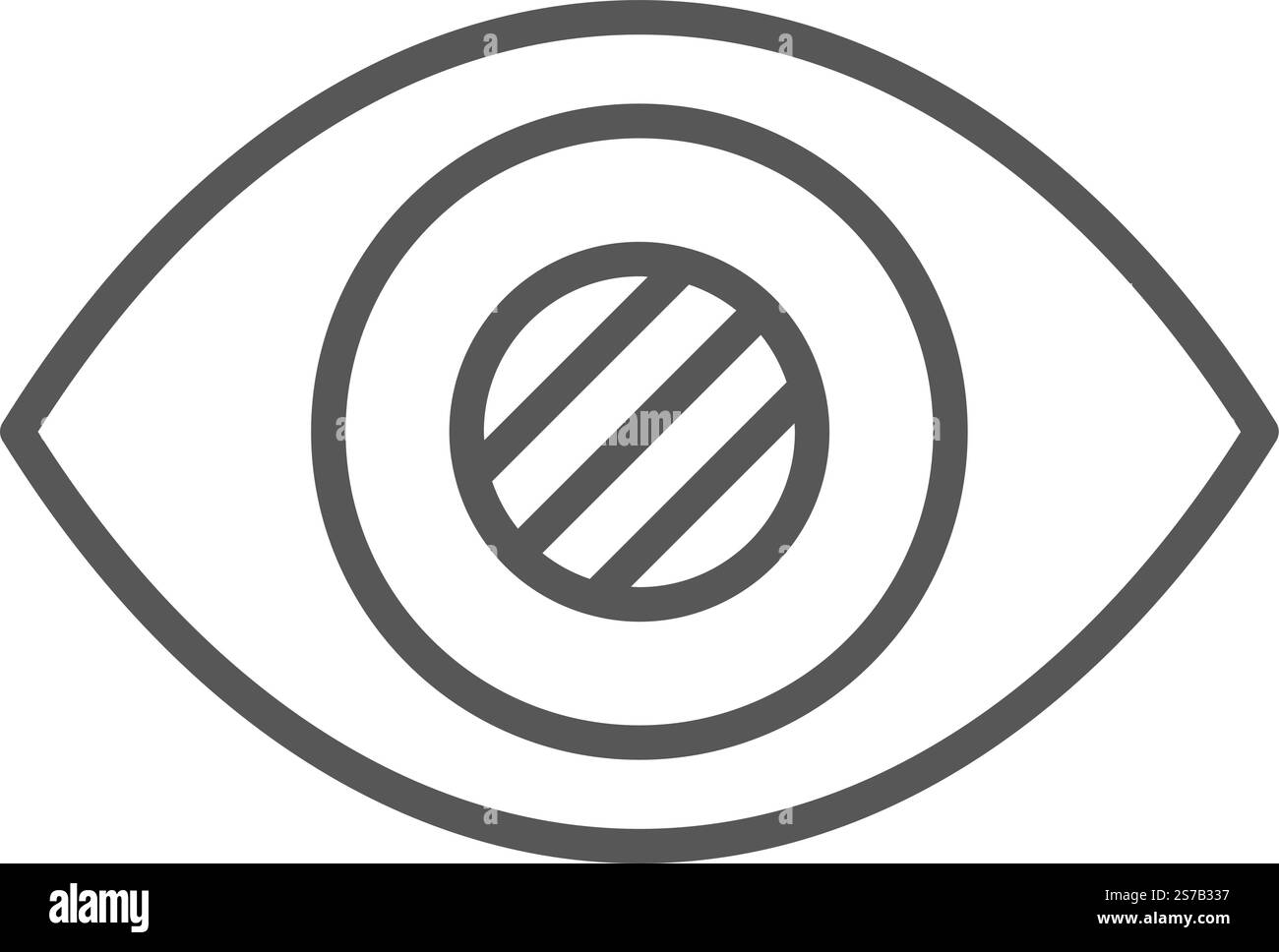 Simple eye icon featuring a closed pupil, symbolizing blindness, vision ...