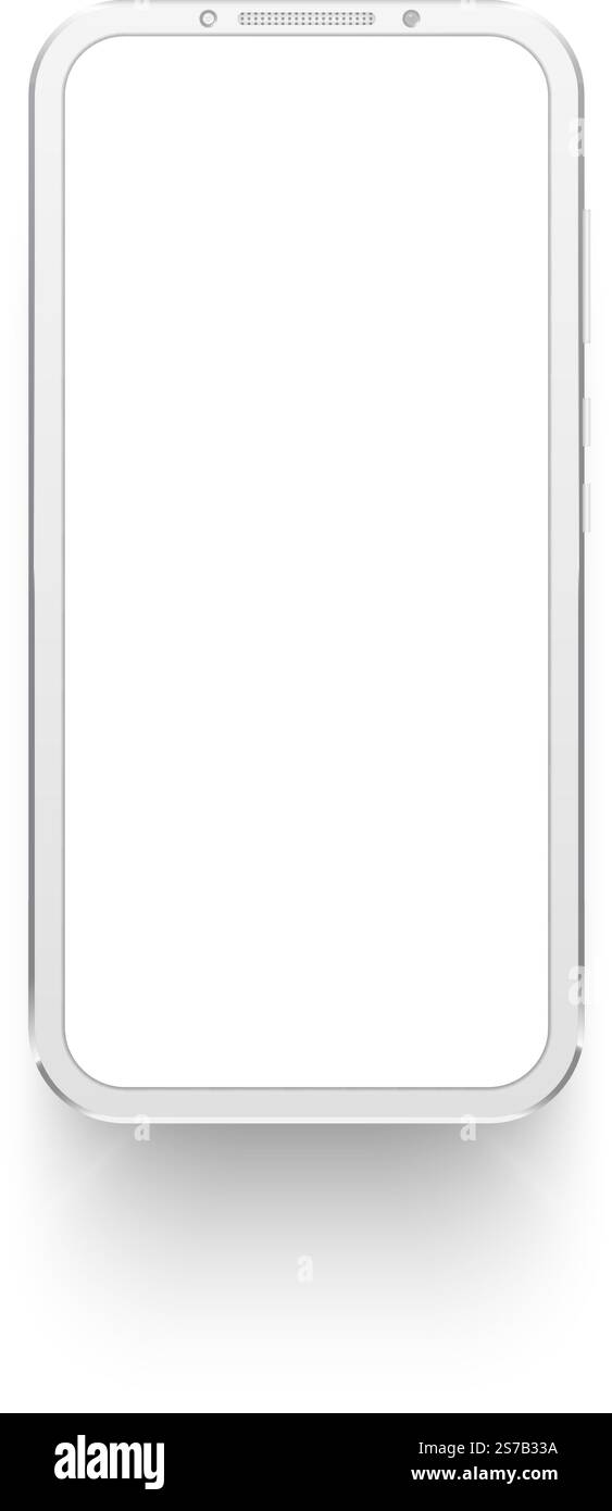 Clay smartphone with blank white screen displaying nothing, isolated on ...