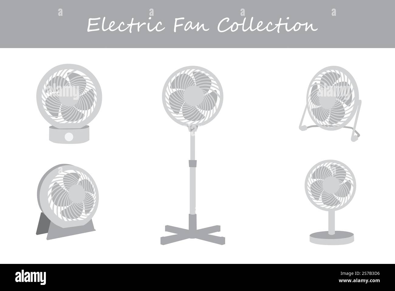 electric fan collection in different poses. Vector illustration Stock ...