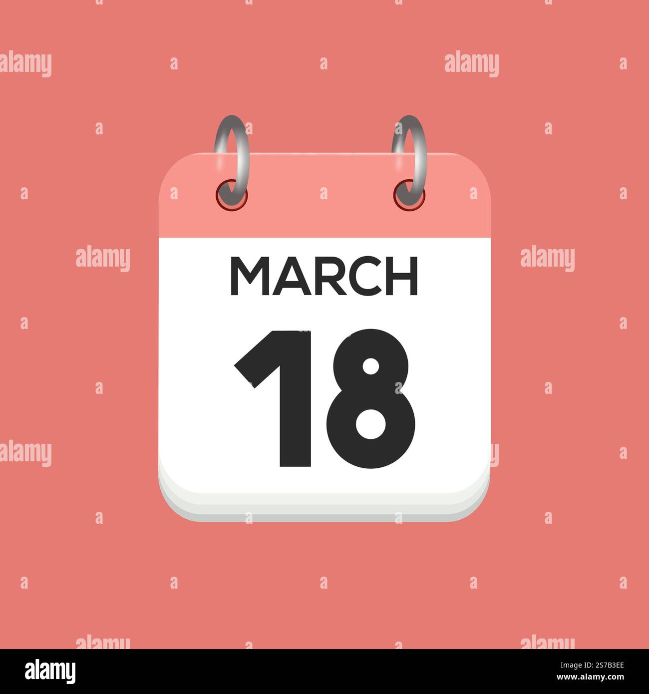 March 18 - calendar and Time planner. Daily Calendar Icon reminder ...