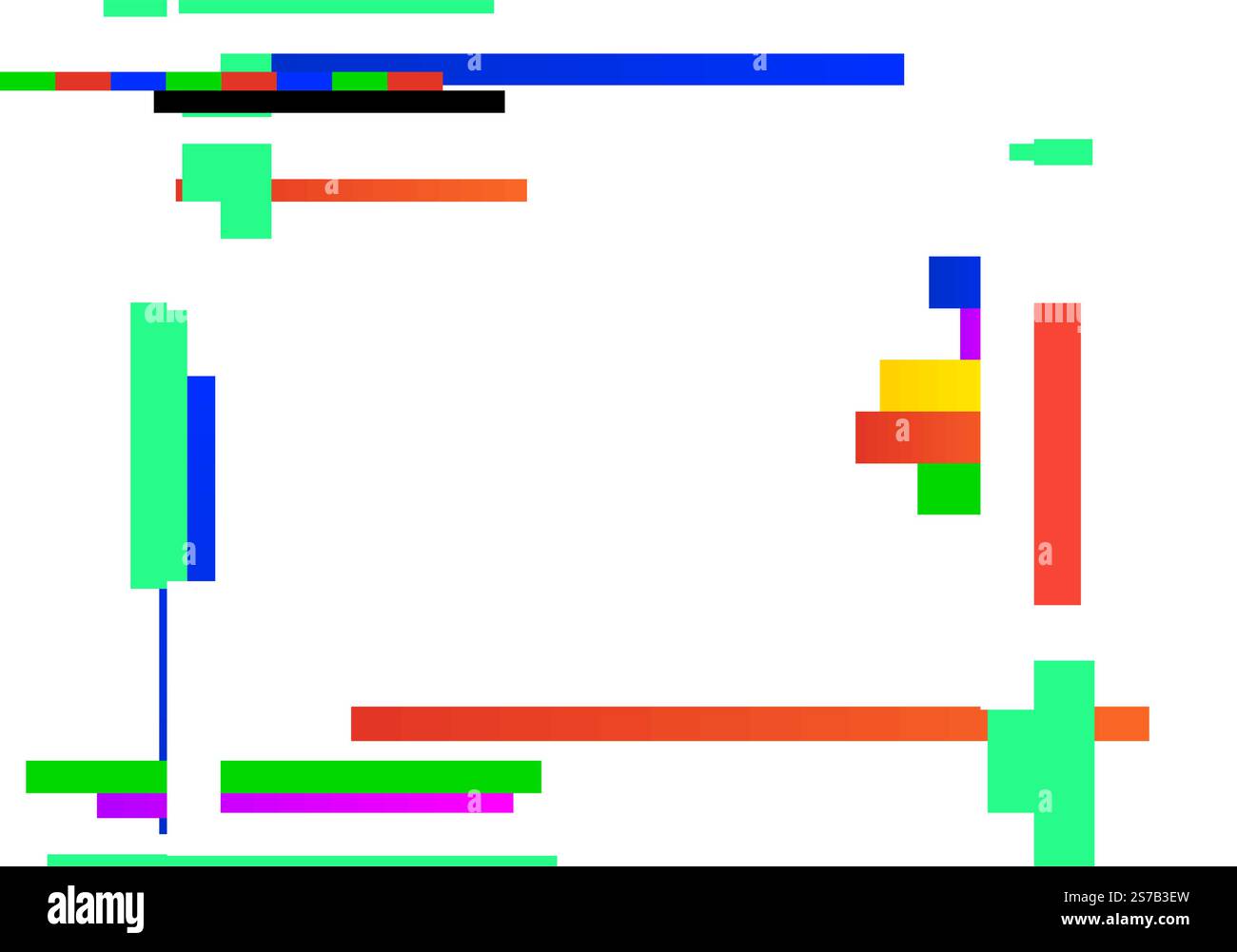 Geometric shapes in various colors and sizes are arranged on a white ...