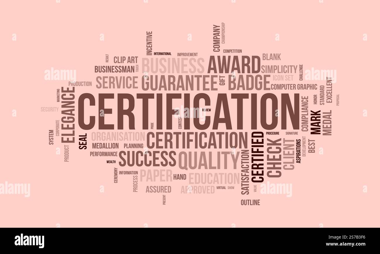 Certification word cloud template. Certification concept vector ...