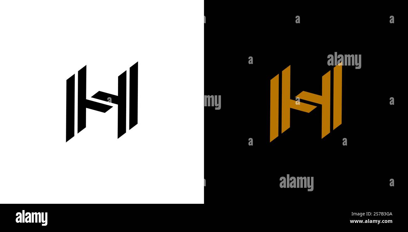 A modern and stylish minimalist letter H logo, presented with black and ...
