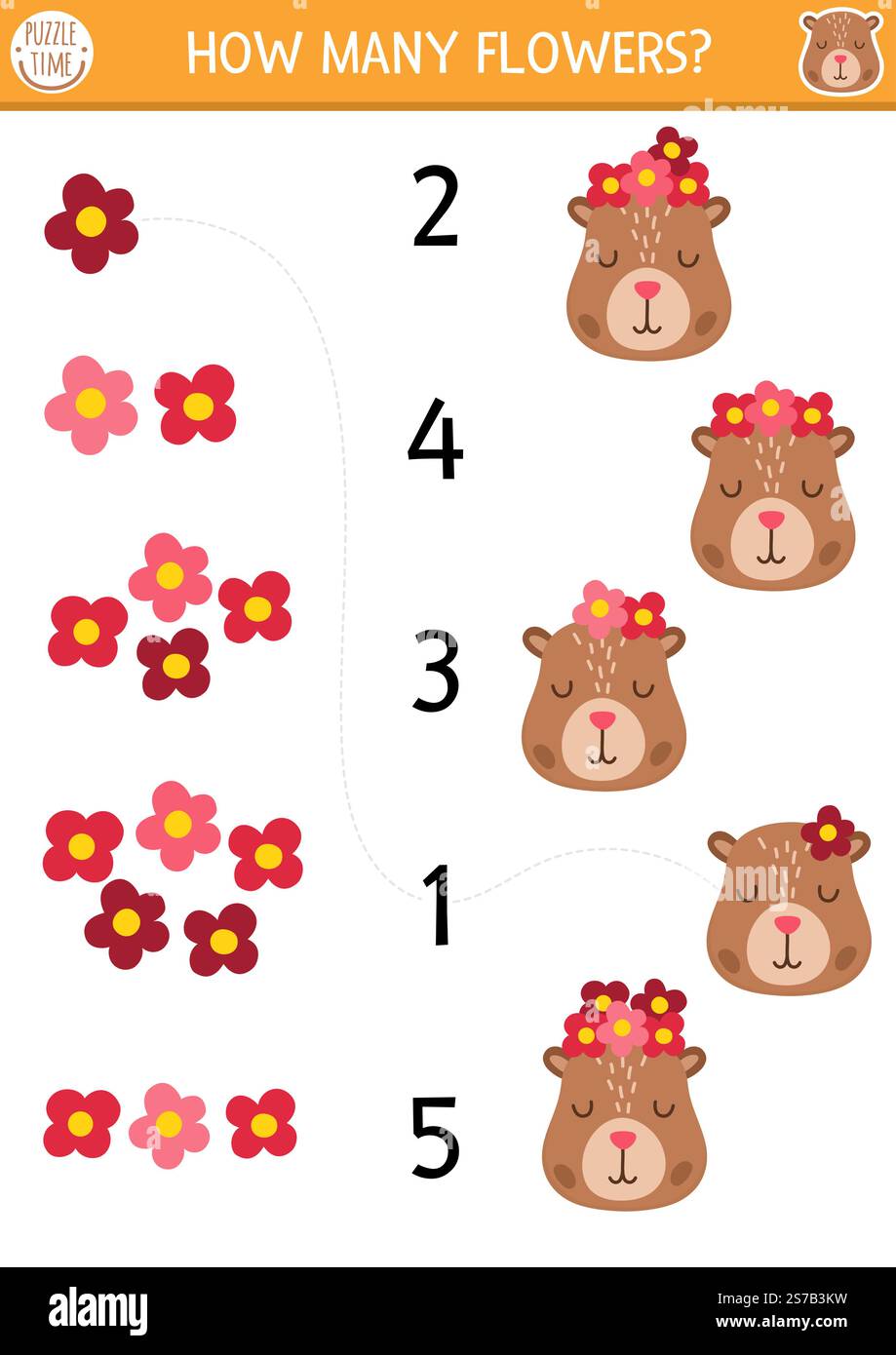 Match the numbers game with capybara and flower wreath. Capibara math ...
