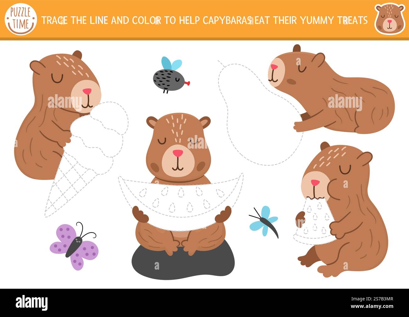Capybara drawing, writing, tracing and coloring activity for kids with ...
