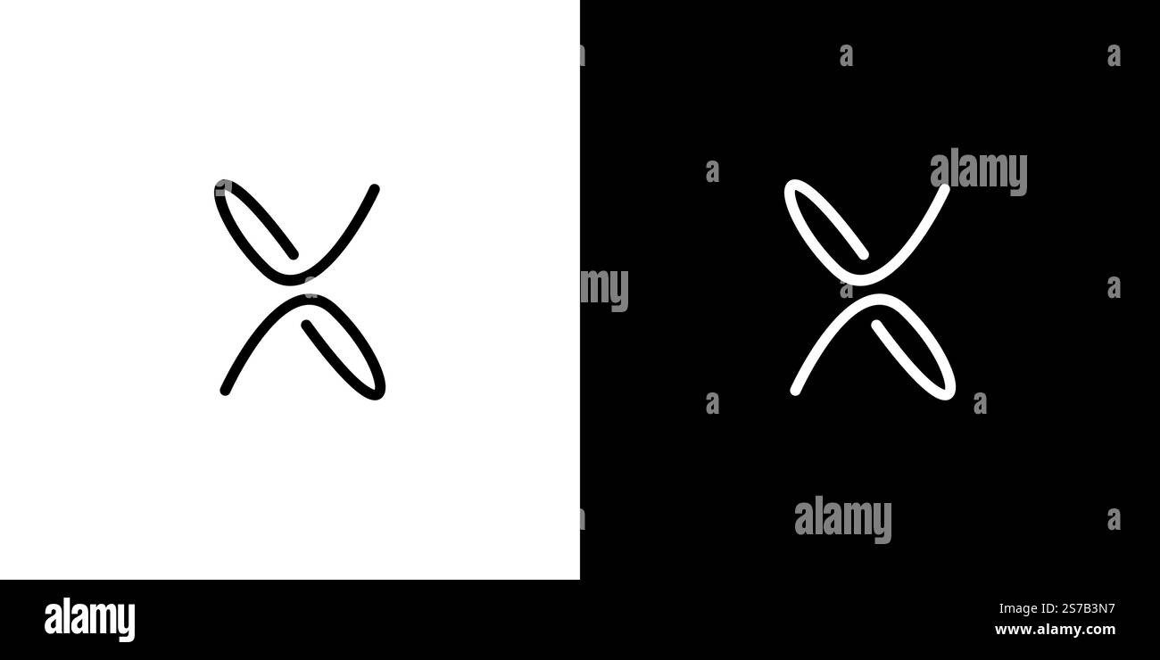 Elegant Minimalist Line Art X Logo with White and Black Background ...