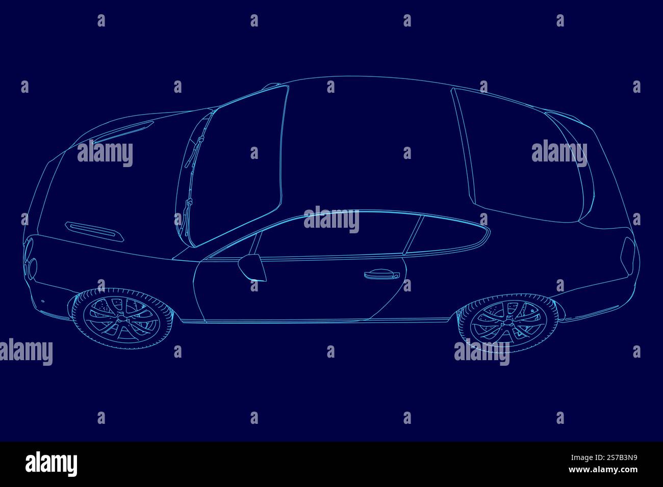Blue car outline. The car is shown in a blue color Stock Vector Image ...