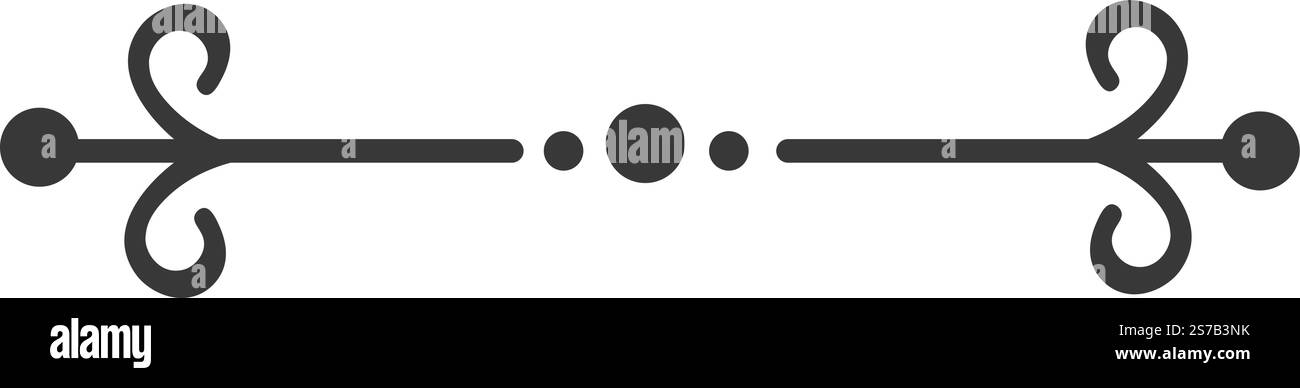 Simple black horizontal decorative dividing line with flourishes and ...
