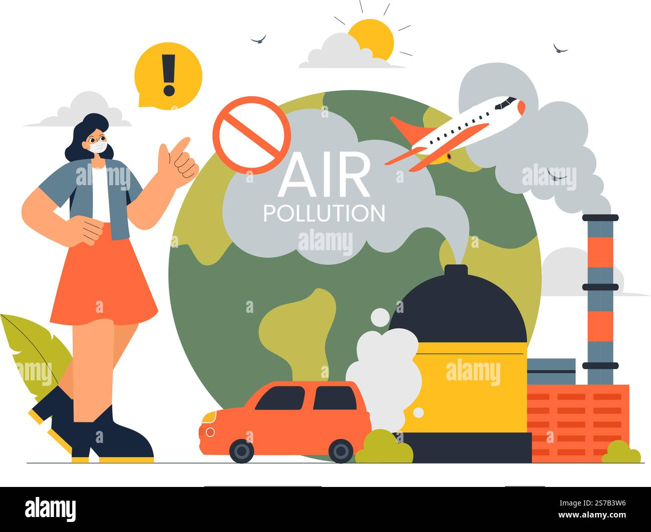 Air Pollution Illustration Featuring the Concepts of Climate Change and ...
