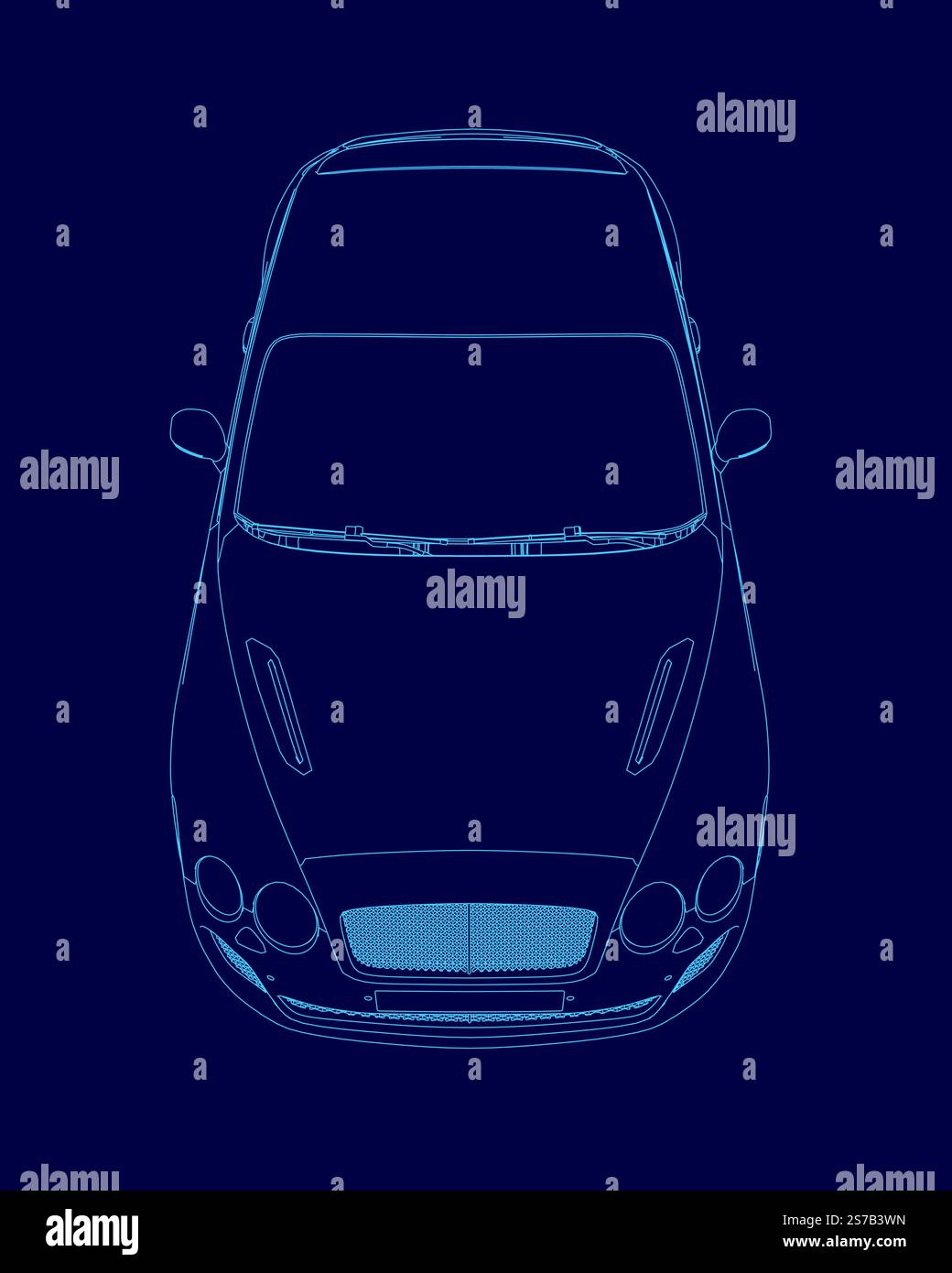 Blue car outline. The car is a modern design with a sleek and stylish ...