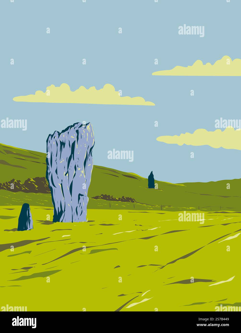 WPA poster art of the Neolithic henge monument stone circles in the ...
