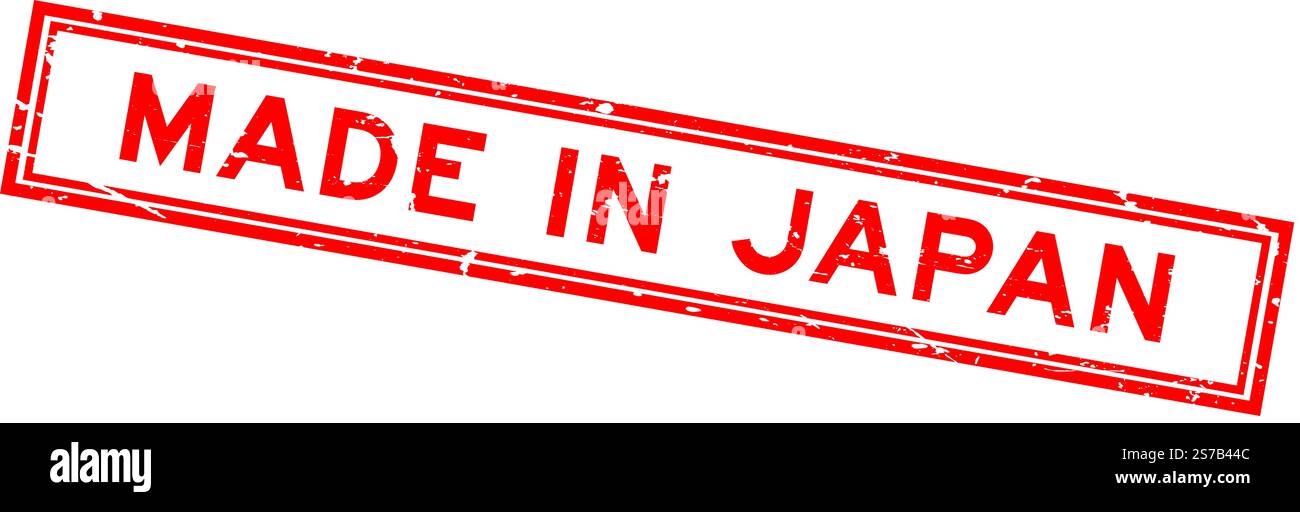 Grunge red made in japan word square rubber seal stamp on white ...