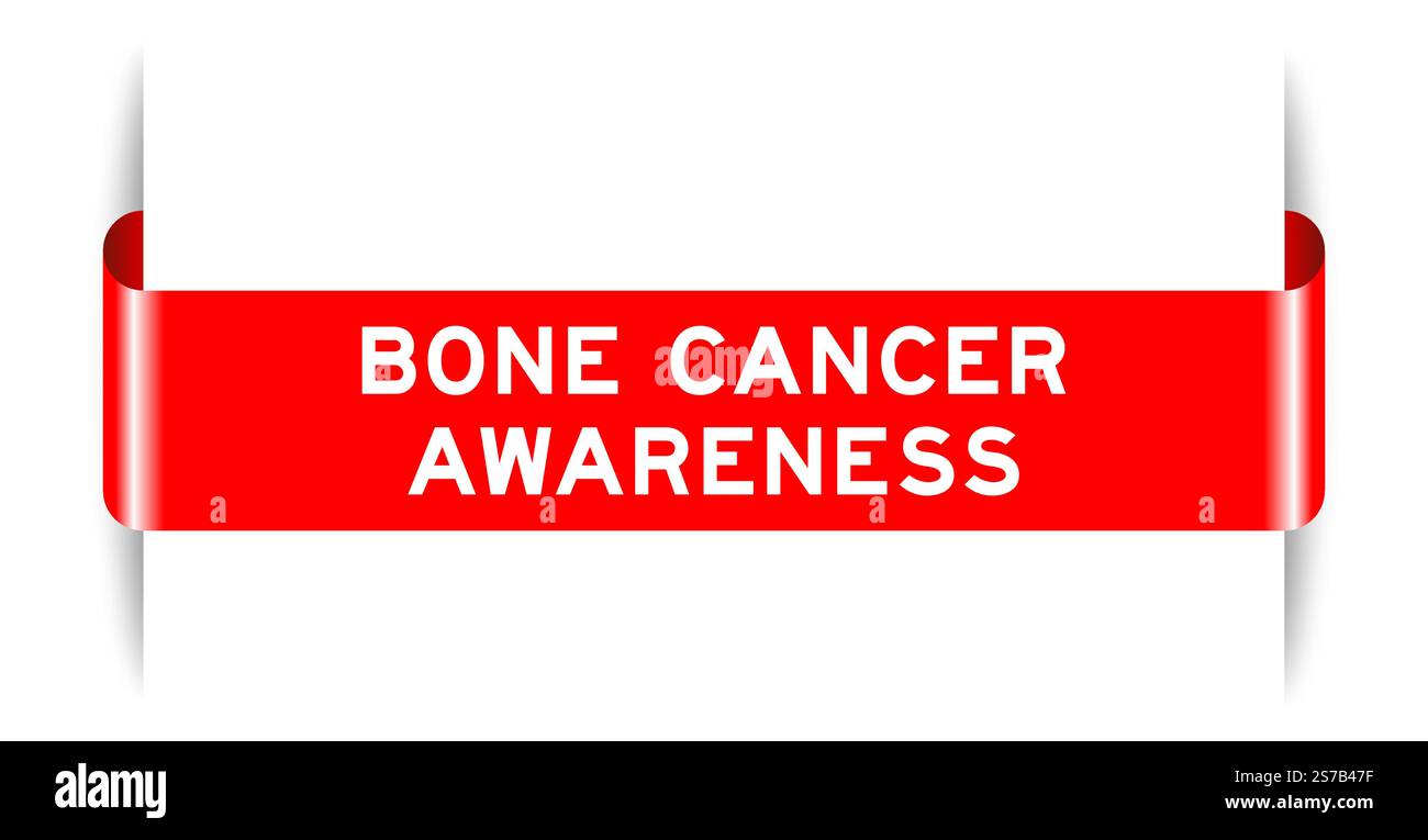 Red color inserted label banner with word bone cancer awareness on ...