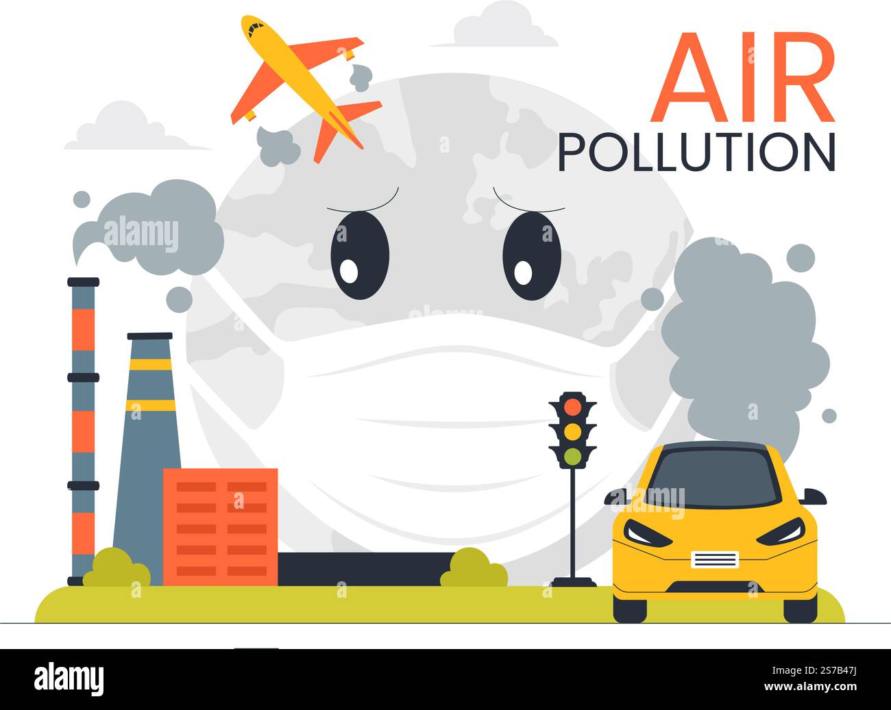 Air Pollution Illustration Featuring the Concepts of Climate Change and ...