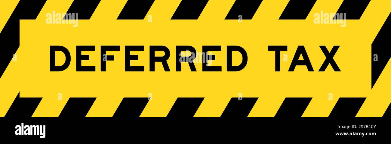 Yellow and black color with line striped label banner with word ...