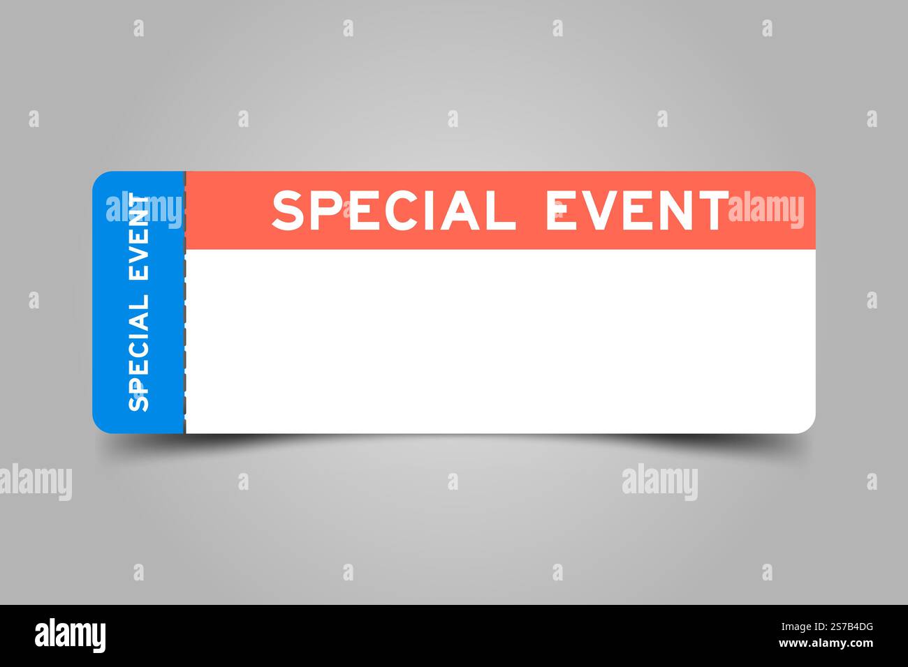 Blue and orange color ticket with word special event and white copy ...