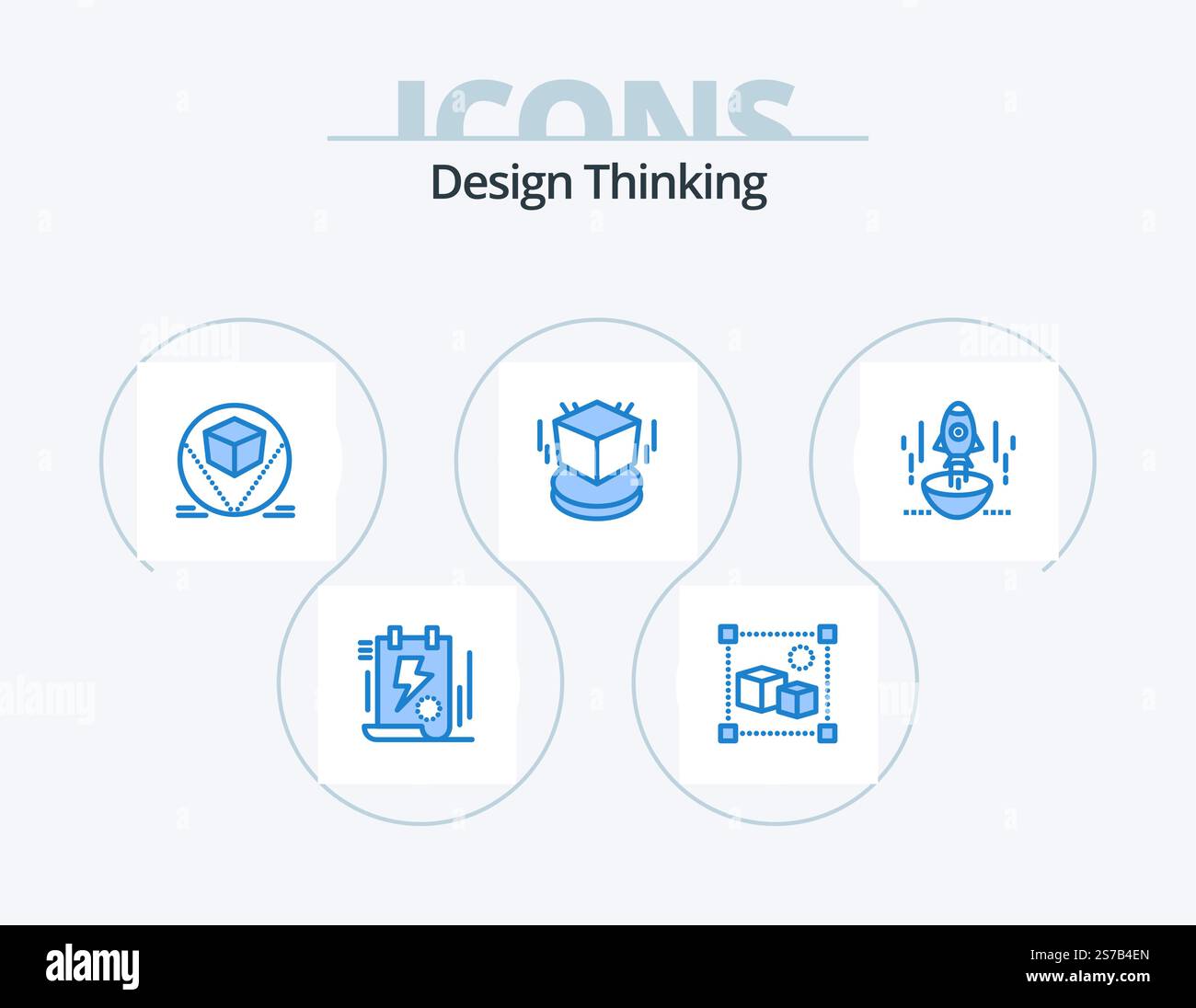 Design Thinking Blue Icon Pack 5 Icon Design. object. box. processing ...