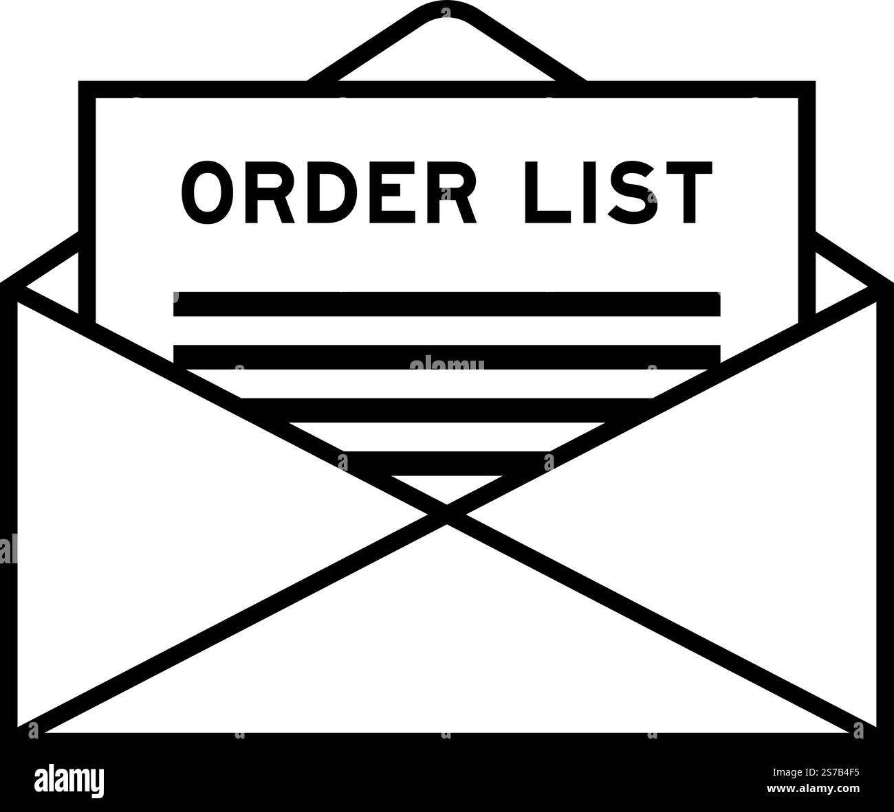 Envelope and letter sign with word order list as the headline Stock ...