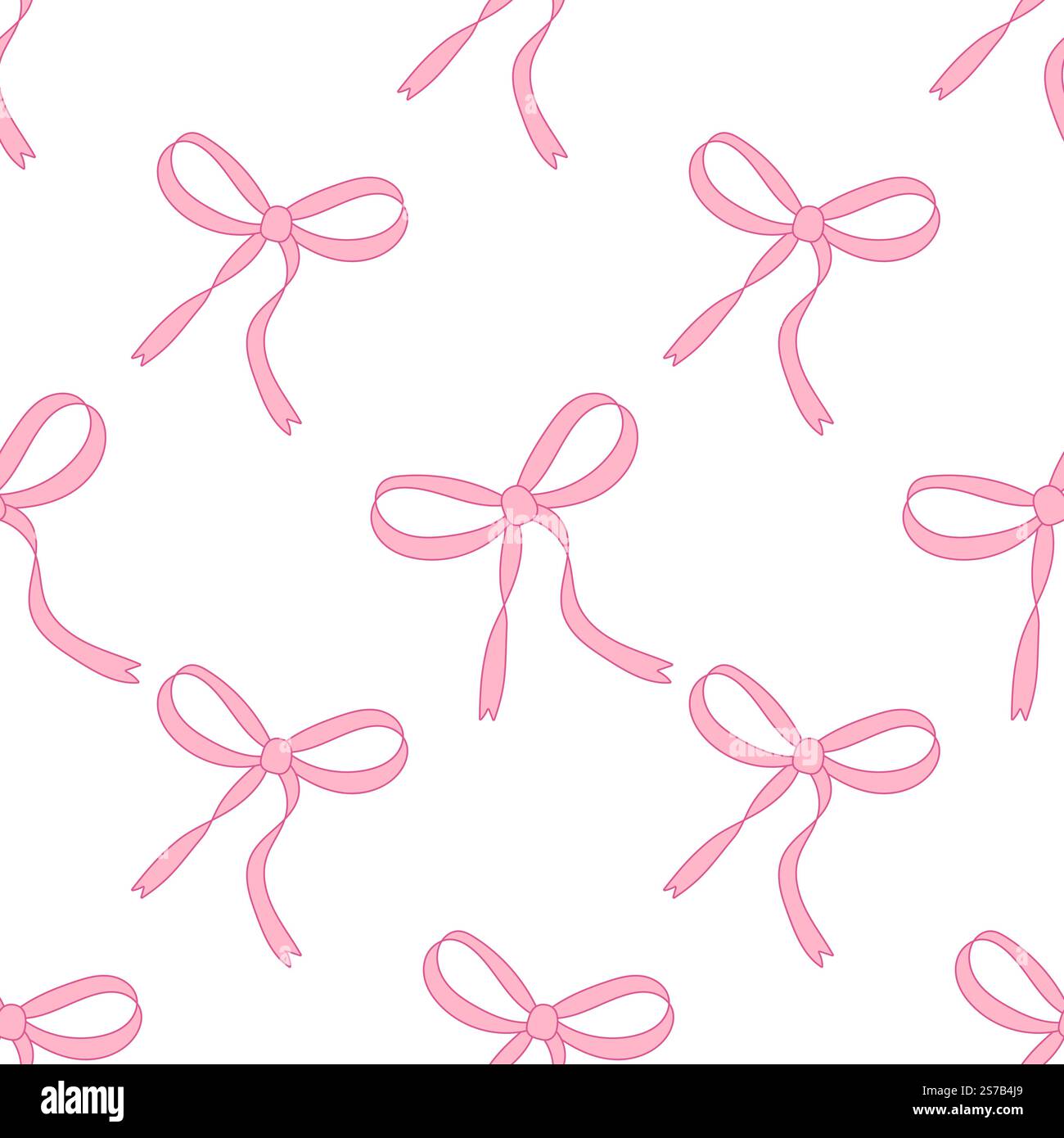 Seamless hand drawn ribbon bow pattern. Decorating bow, pink Stock ...