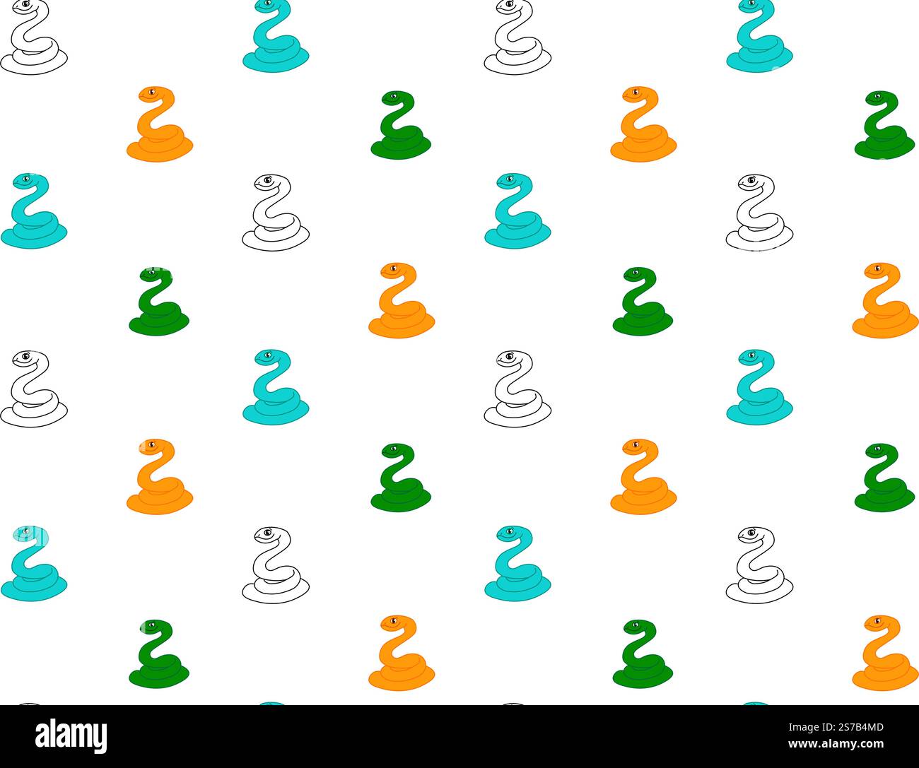 Vector seamless pattern with colored snakes on transparent background ...