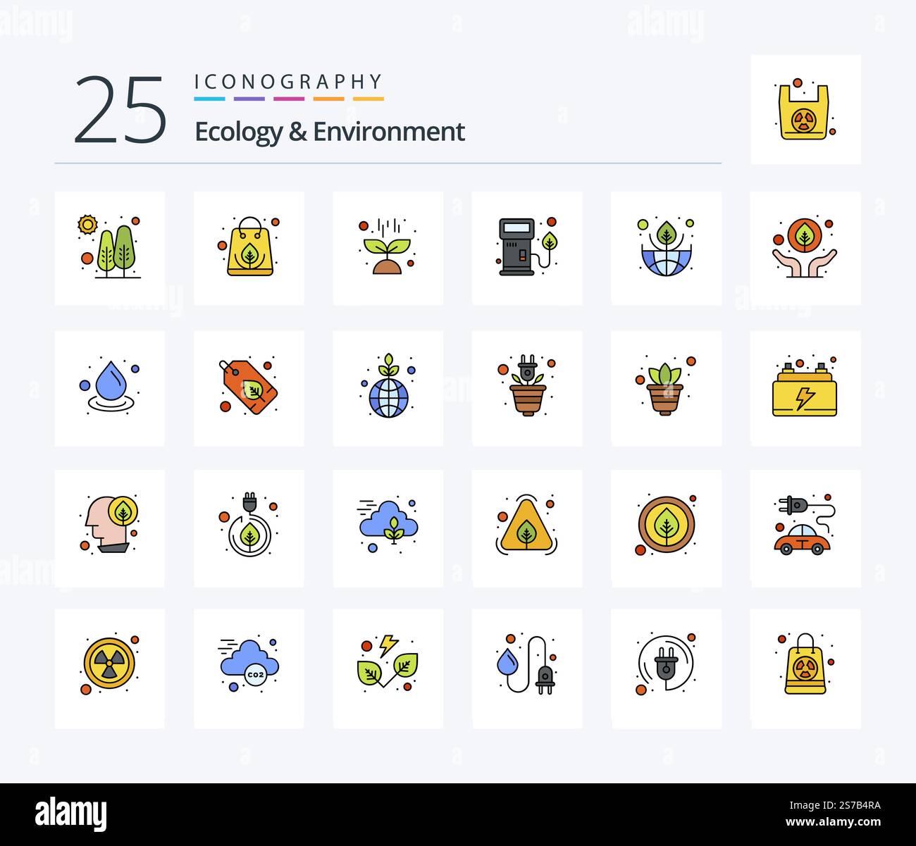 Ecology And Environment 25 Line Filled icon pack including green. pump ...