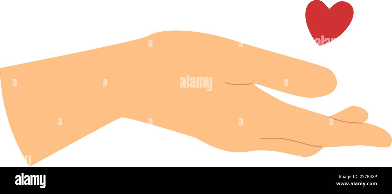 Heart symbol hovering over outstretched hand. Vector illustration with ...