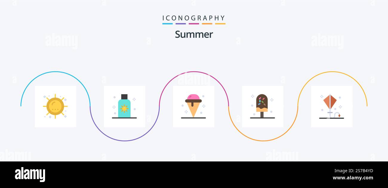 Summer Flat 5 Icon Pack Including ice. cold. sun. sweet. ice Stock ...