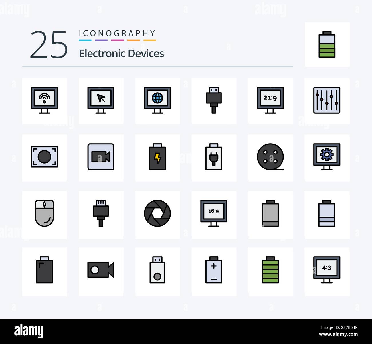 Devices 25 Line Filled icon pack including music. devices. file. controls. hd Stock Vector Image ...