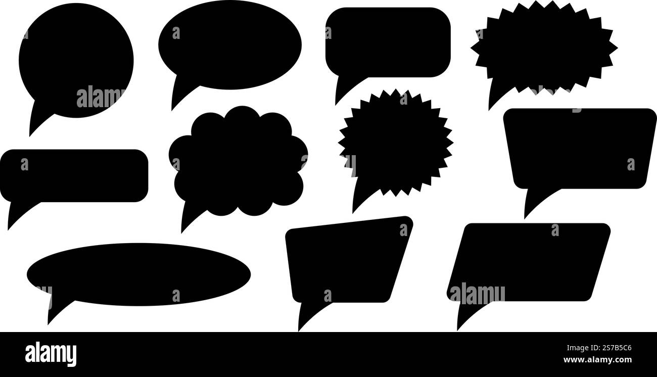 Set of speech bubbles. Conversation bubble. Blank vector black speech ...