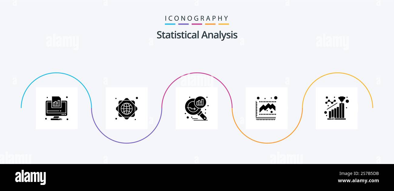 Statistical Analysis Glyph 5 Icon Pack Including achievement ...