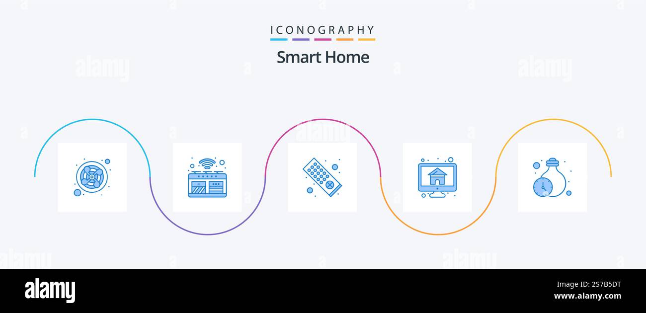 Smart Home Blue 5 Icon Pack Including home. monitor. stove. house ...