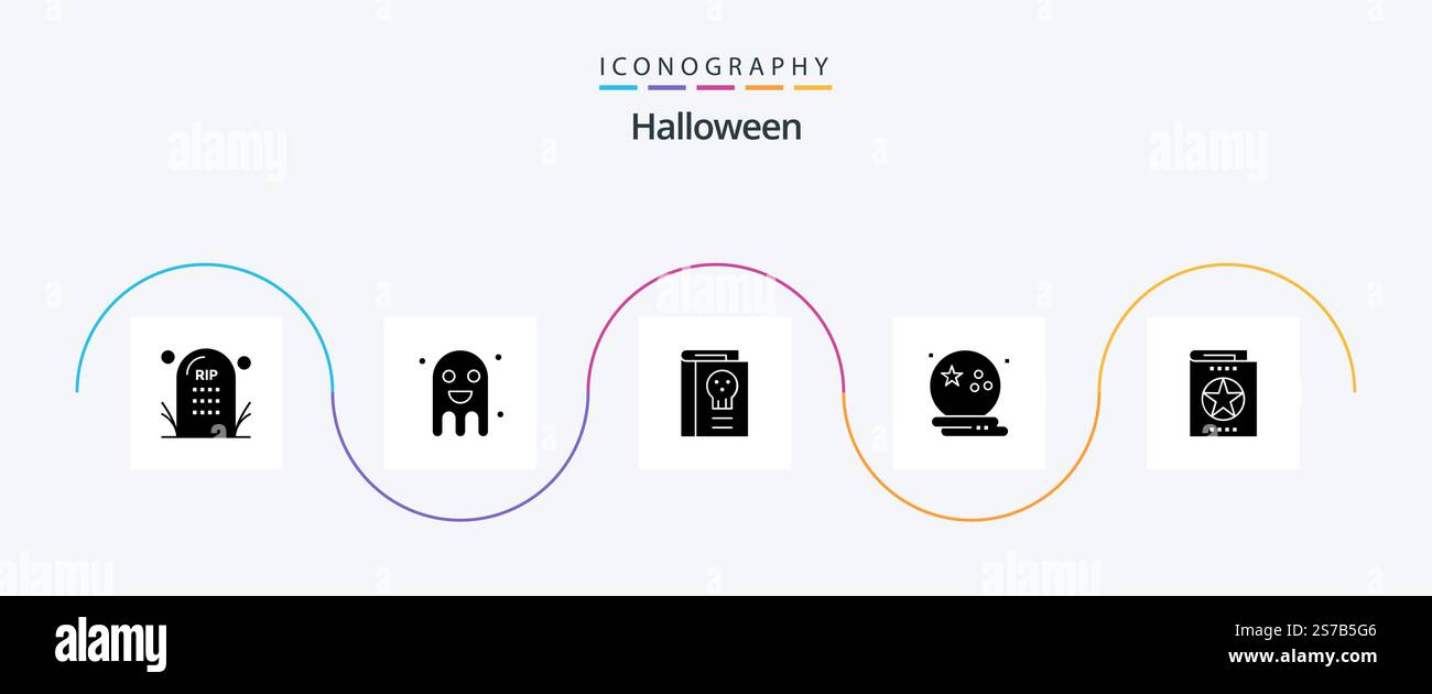 Halloween Glyph 5 Icon Pack Including moon. bat. ghost. legend. fantasy ...