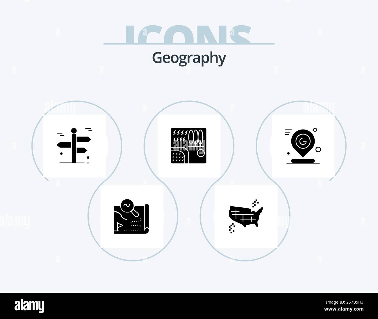 Geo Graphy Glyph Icon Pack 5 Icon Design. rain. forest. states. trip ...