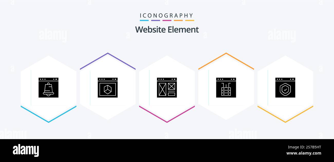 Website Element 25 Glyph icon pack including interface. browser ...