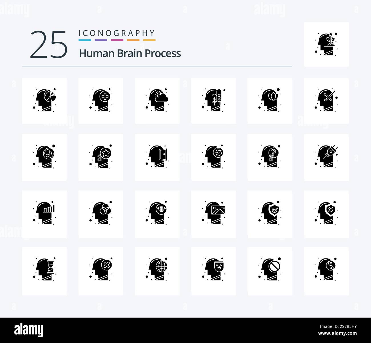 Human Brain Process 25 Solid Glyph icon pack including human. ecology ...