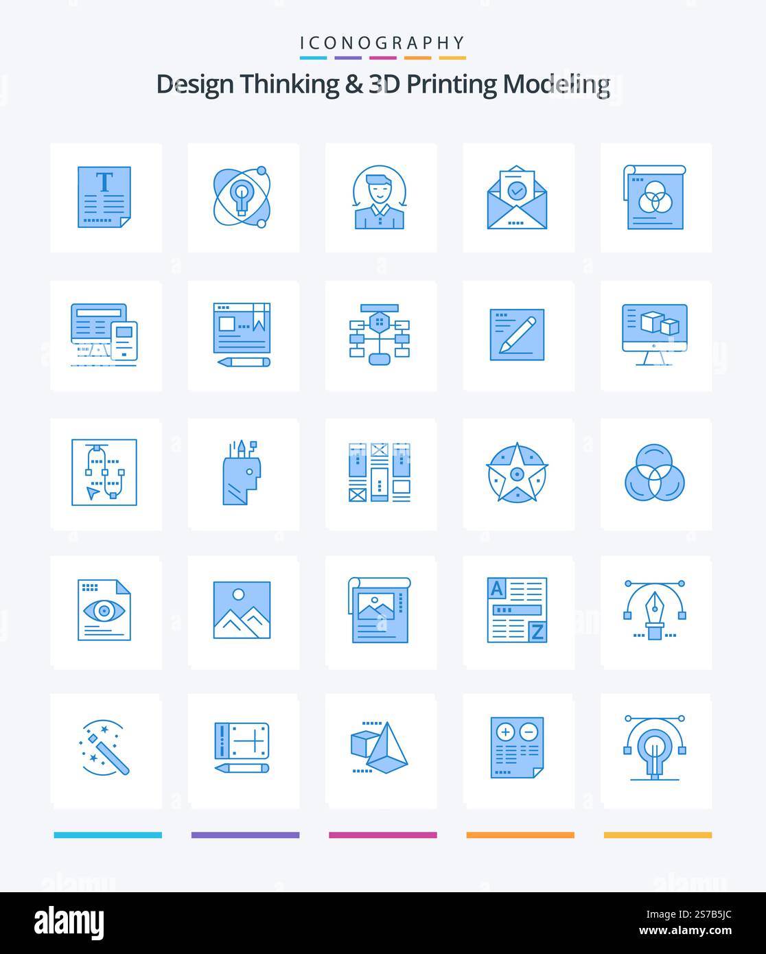 Creative Design Thinking And D Printing Modeling 25 Blue icon pack Such ...