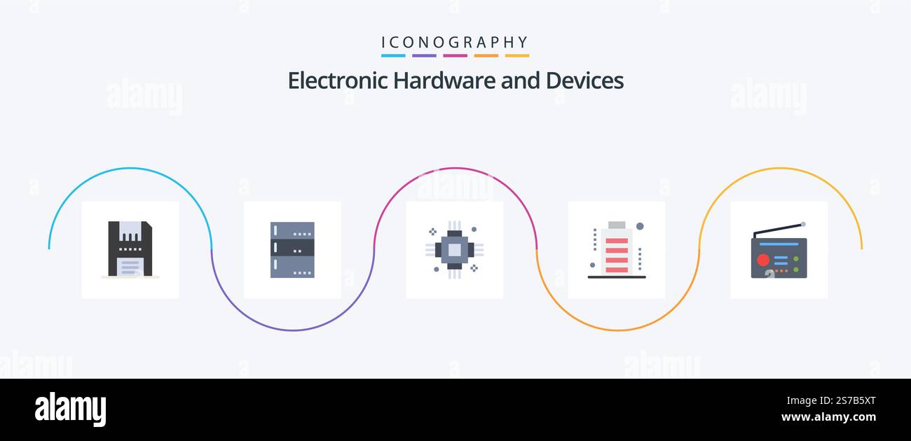 Devices Flat 5 Icon Pack Including full. charge. server. battery ...