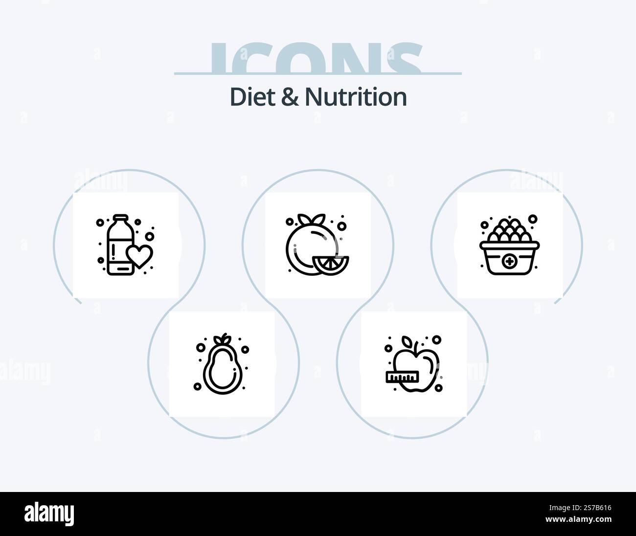 Diet And Nutrition Line Icon Pack 5 Icon Design. water. fitness health ...