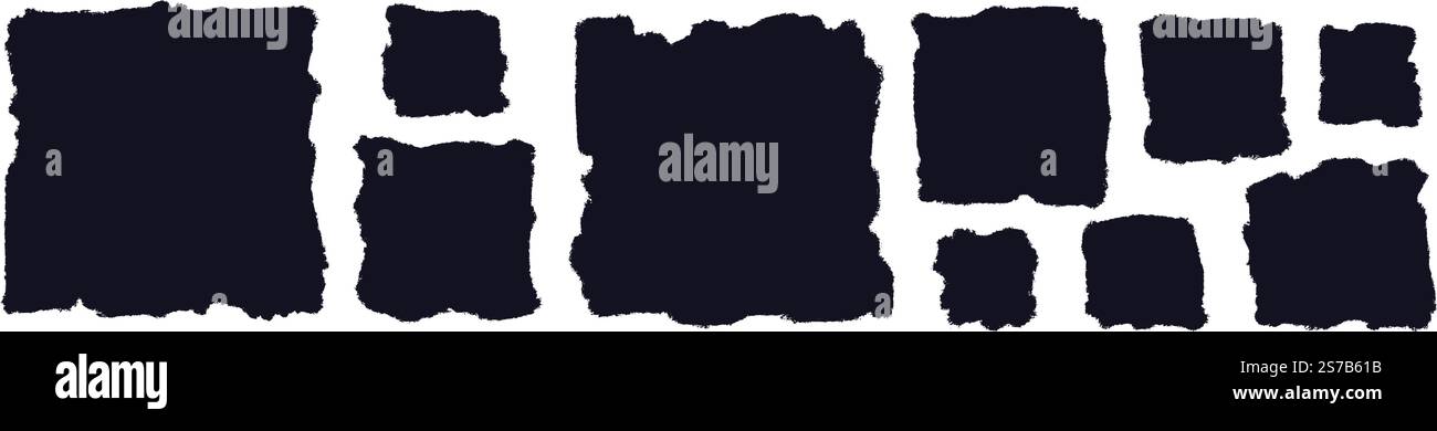 Torn paper square set. Shape of black ripped paper silhouette. Vector ...