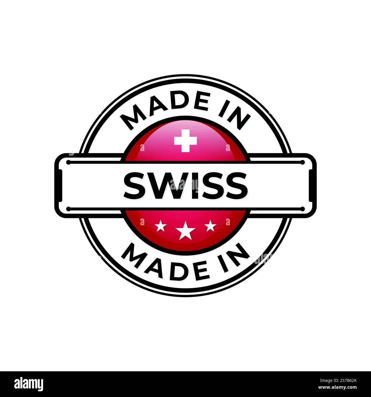 Made in Swiss label icon emblem isolated on white background. Vector ...